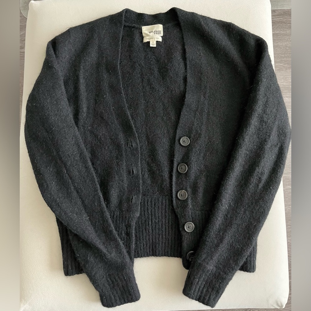 Wilfred Free (Aritzia) Italian Yarn Cardigan, Black - Gem